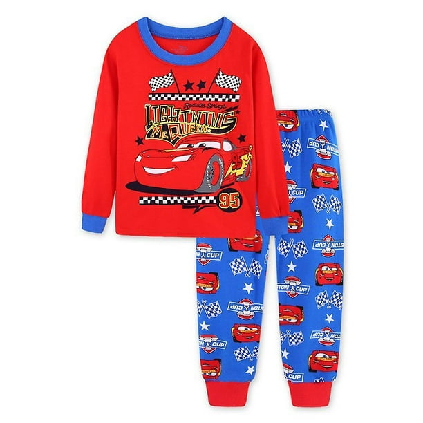 Lightning Mcqueen Pyjamas Set For Kids Boys Cartoon Car T-shirt + Pants ...