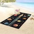 1 space rocket beach towel, colorful planetary design, soft fabric ...