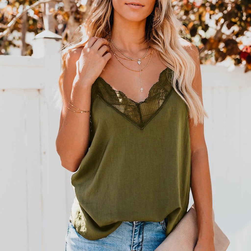 Click here for Gzwyht Womens Tank Tops Halter Top Women Silk Sati... prices