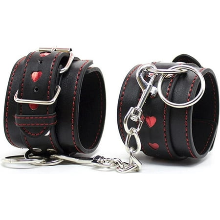 XiziooLeather Handcuffs Bracelet Fluffy Wrist Cuffs Role Play Exercise ...