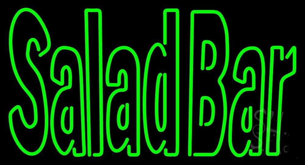 Horizontal Green Block Salad Bar LED Neon Sign 13 x 24 - inches, Clear ...