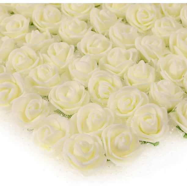 ShenMo 144 Pieces（White） Artificial Flowers,Mini Fake Rose,Small Fake ...
