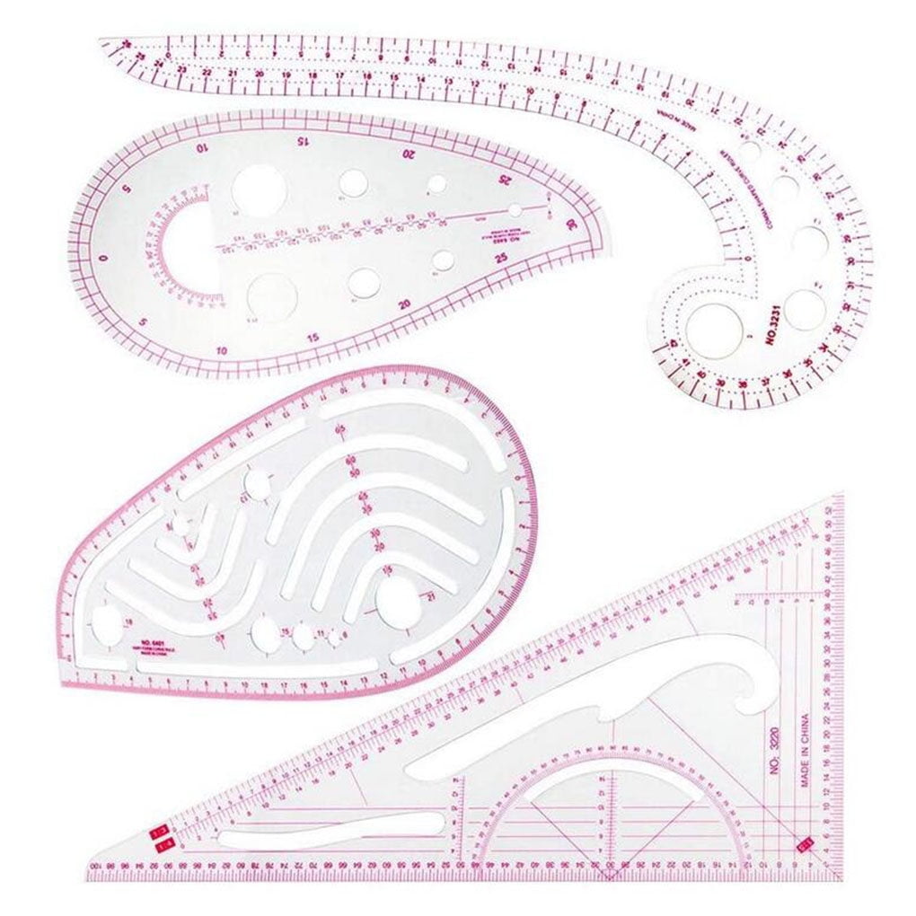 Walson 4 Pieces Pattern Sewing Ruler DIY Curve Metric Tailor Clothing ...