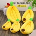 Banana Boat Shaped Pet Bed, Warm Yellow Nest for Small & Medium Cats ...
