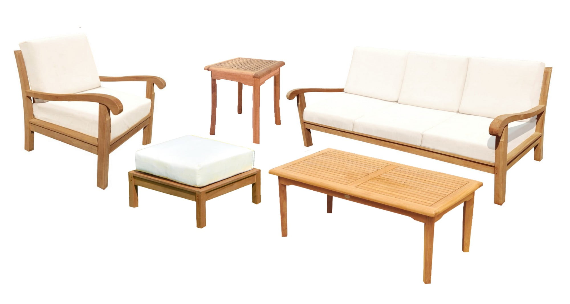 Napa 5 Pc Sofa Set: Sofa, Lounge Chair, Ottoman, Coffee Table & Side ...