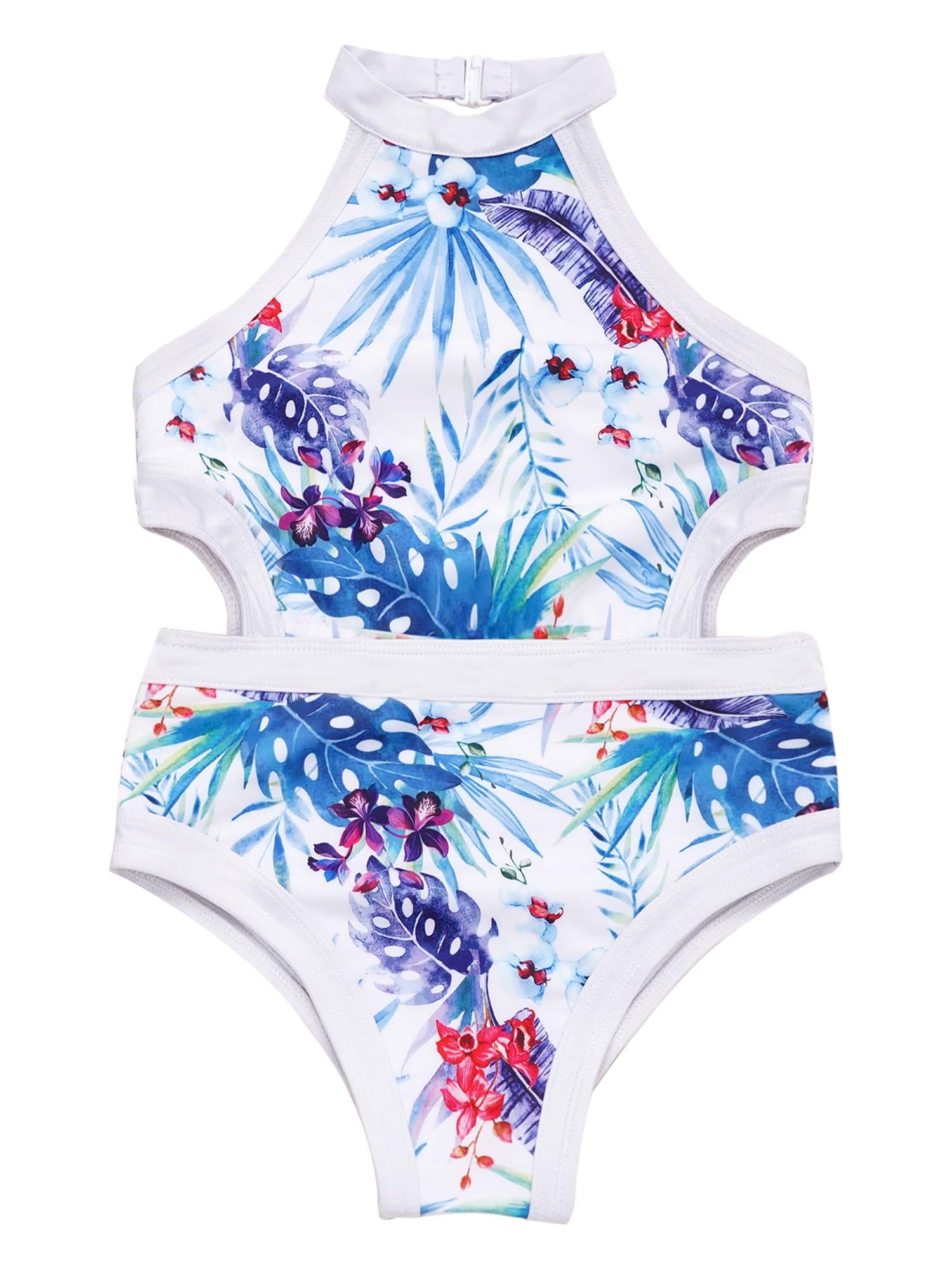 CHICTRY Kids Girls One-Piece Halter Neck Inkwash Painting Swimming ...