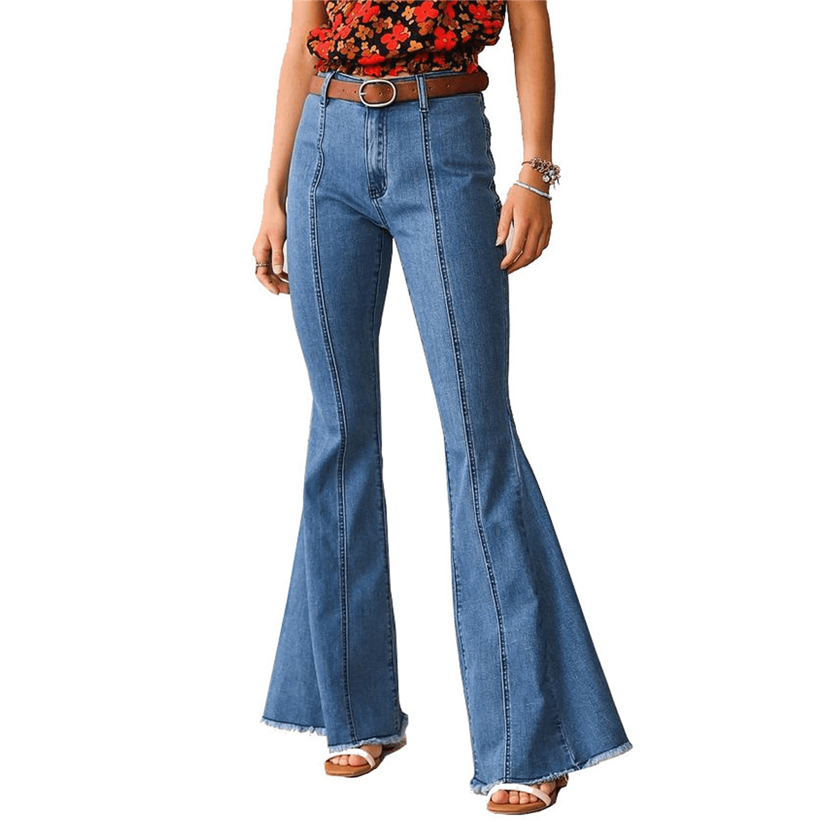 Click here for Unbranded Star Patchwork Bell Bottom Jeans For Wom... prices