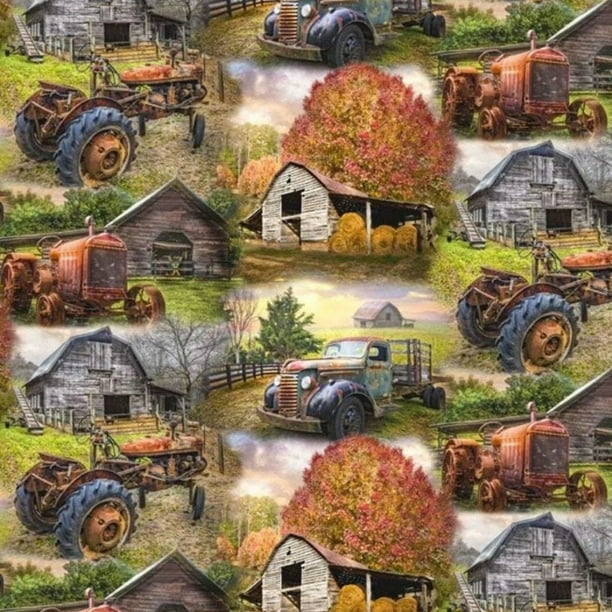 Barns and Tractors Cotton Fabric - Walmart.com