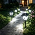 Solar Pathway Lights with Black Square Lanterns, 6 Pack Outdoor Garden ...