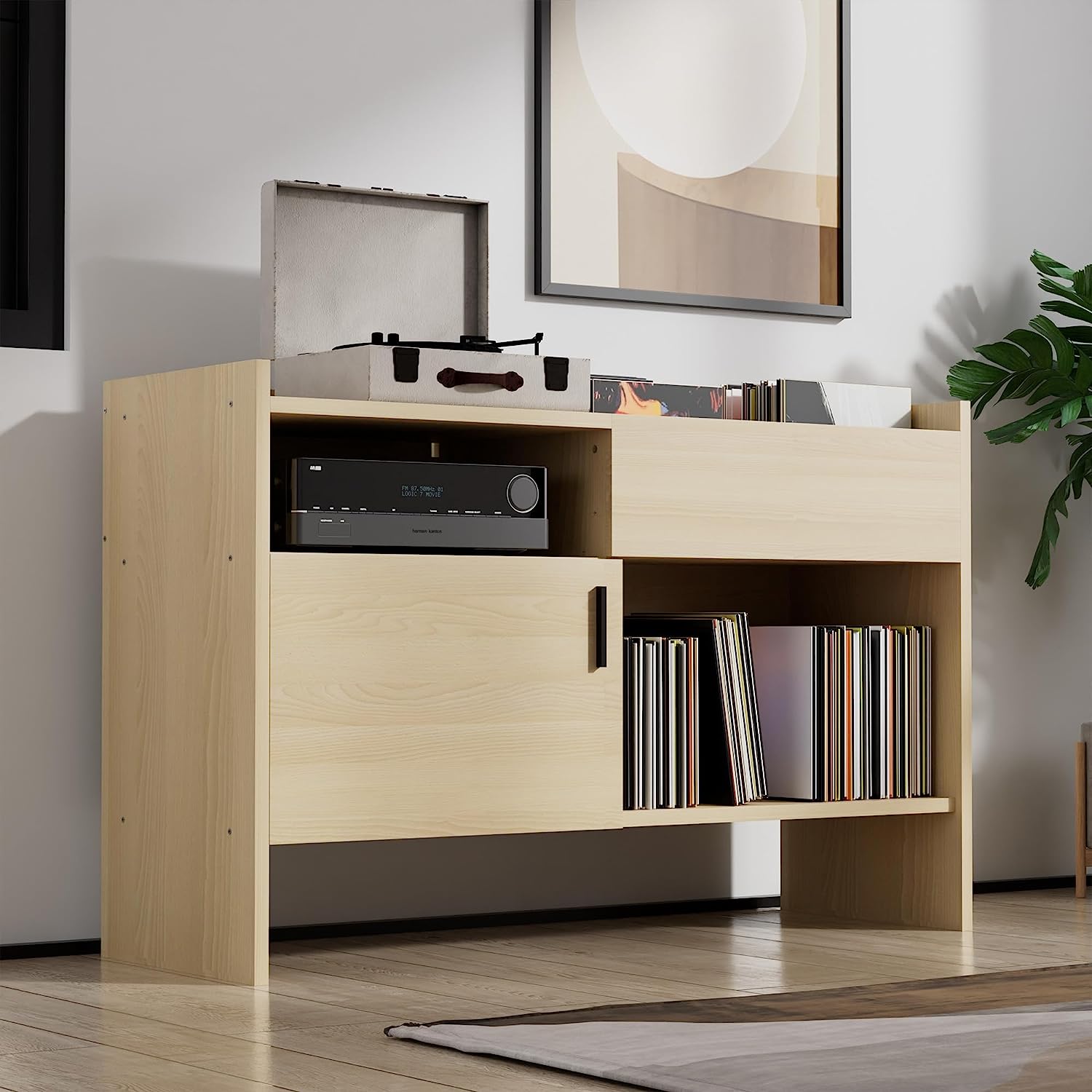 Cozy Castle Record Player Stand, Vinyl Record Storage Cabinet Holds up ...