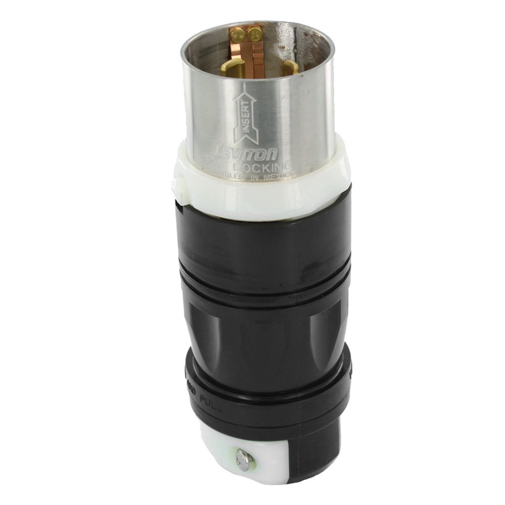 Leviton 3765C 50Amp, 250V DC/600V AC, Non-NEMA, 3P, 4W, Black & White ...