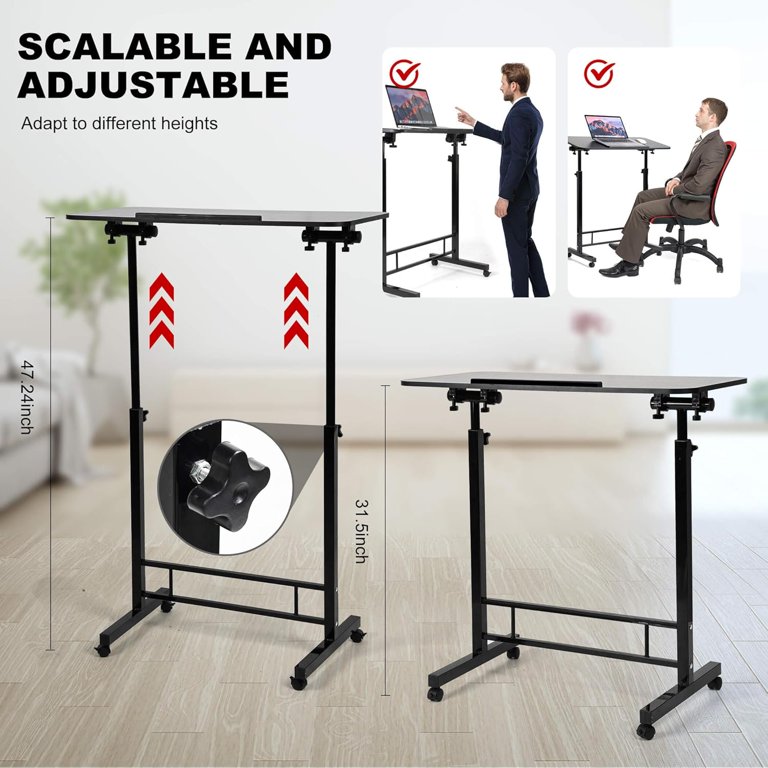 Hight Adustable Rolling Computer Table BONTEC Mobile Standing Laptop