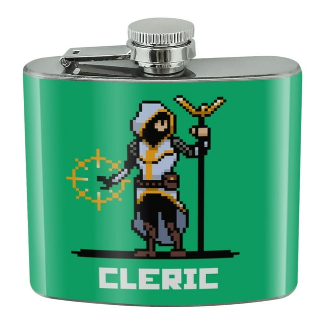 8-Bit Retro Pixel Cleric Priest Healer Games RPG Stainless Steel 5oz ...