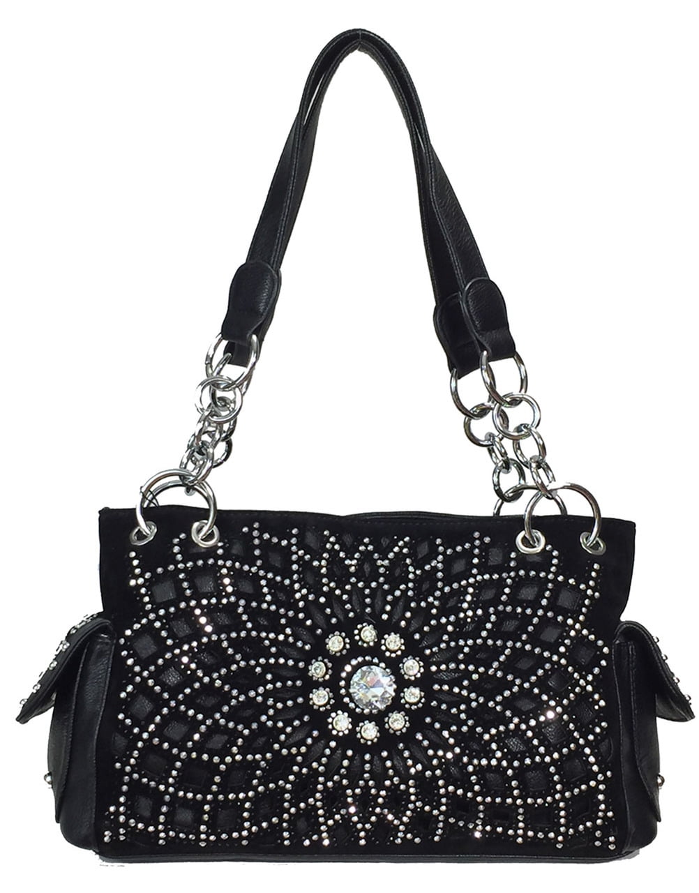 Zzfab Starburst Rhinestone Western Handbag Purse Black - Walmart.com