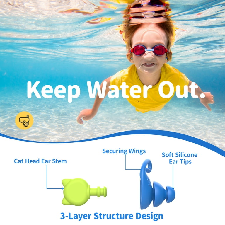 Ear Plugs For Swimming Kids 6-12 Age Kids Swim Ear Plugs 2 Pairs ...
