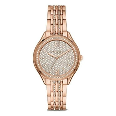 Michael Kors Women's Parker Crystal Pave Logo Rose Gold Watch MK6176 ...