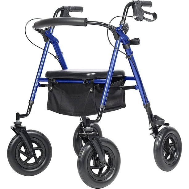 ELENKER All-Terrain Rollator Walker with 10” Rubber Wheels for Seniors ...