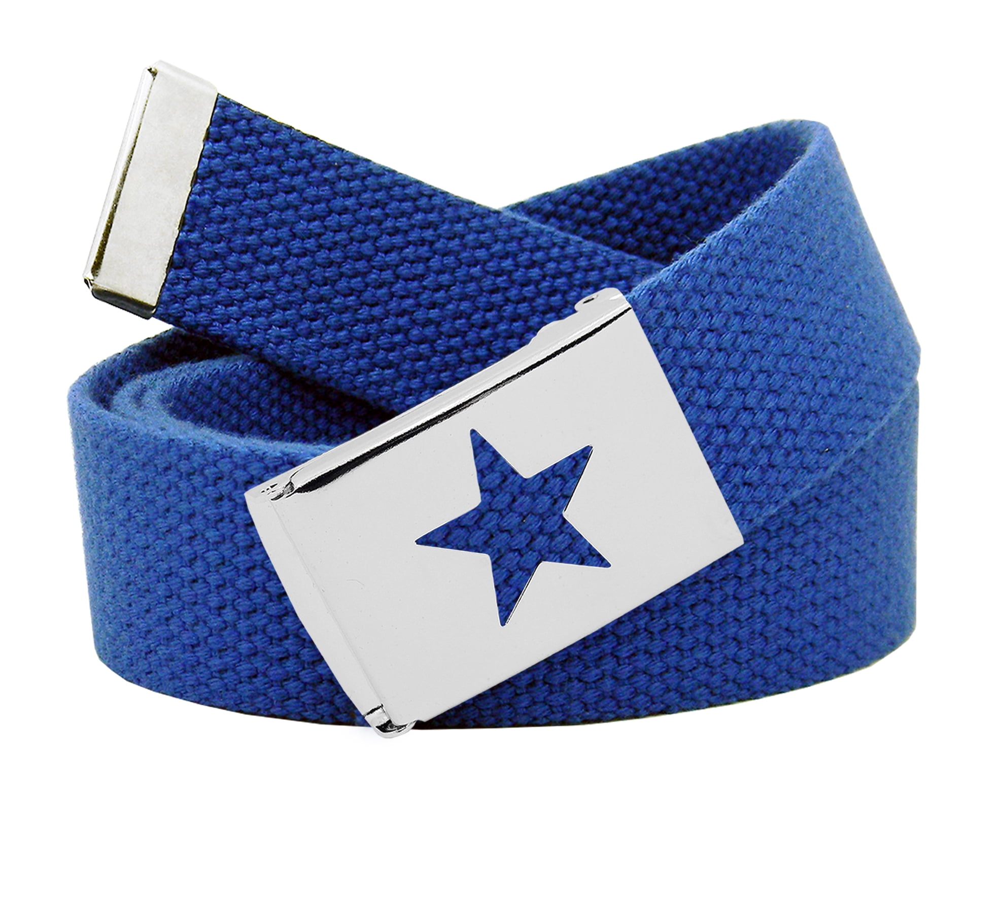 Women's Silver Flip Top Star Belt Buckle with Canvas Web Belt Large ...