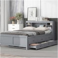 Full Platform Storage Bed, USB Charging, Trundle & 3 Drawers, Solid ...