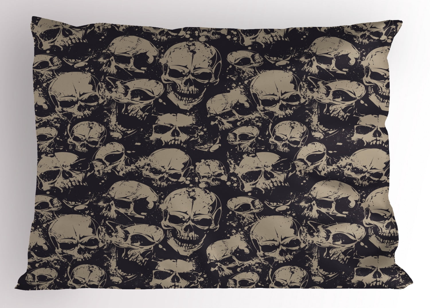 Skull Pillow Sham Grunge Scary Skulls Sketchy Graveyard Death Evil Face ...
