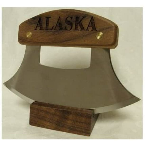 Alaskan Inupiat Style Ulu with "Alaska Cutlery" Etched Walnut Handle, 6 ...