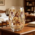 CVLNCYCLING Stemless Wine Glass Religious, Lamb Grape Gold Art Glass ...