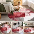 Red Grey Oil Painting Round Area Rug 6 FT, Non Slip Bedroom Rugs ...