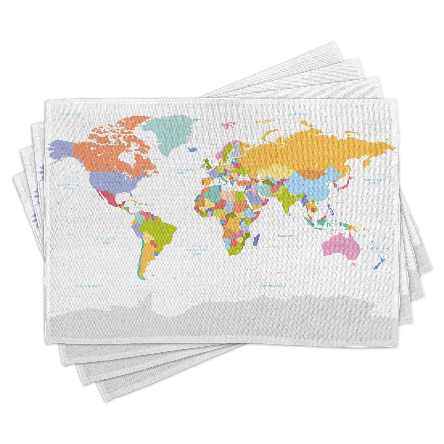 Map Placemats Set of 4 Highly Detailed Political Map of the World ...