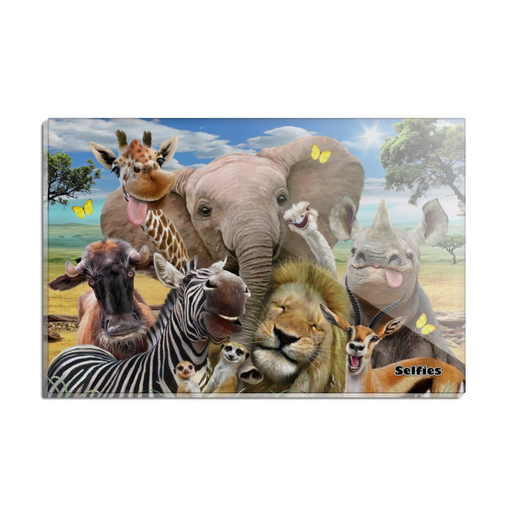 Africa Animals Selfie Giraffe Elephant Lion Zebra Rectangle Acrylic ...