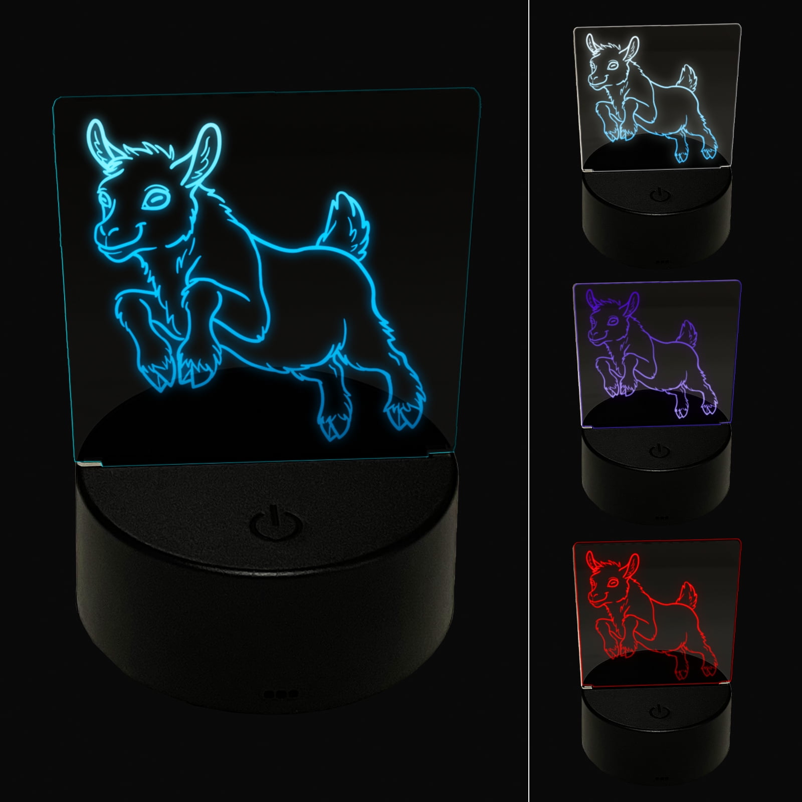 Jumping Baby Goat LED Night Light Sign 3D Illusion Desk Nightstand Lamp ...