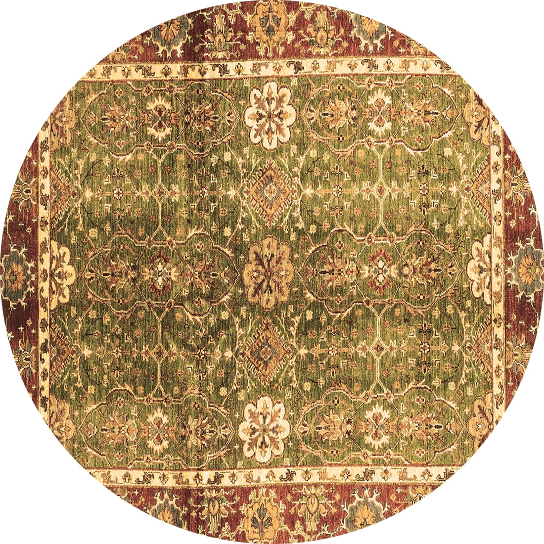 Ahgly Company Indoor Round Oriental Brown Traditional Area Rugs, 4 ...