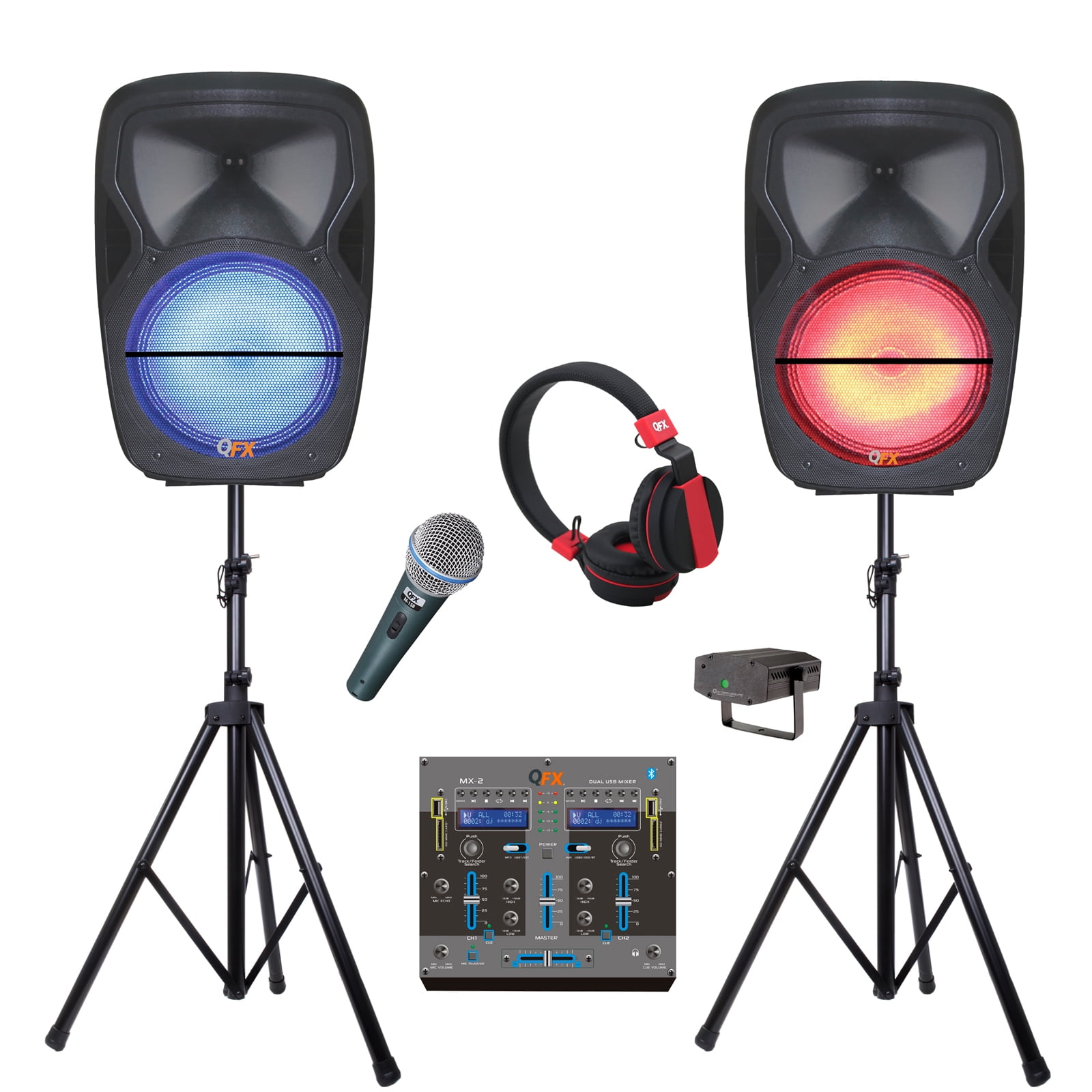 Quantum Fx Dual Portable Party BT Speakers with Mixer - Walmart.com
