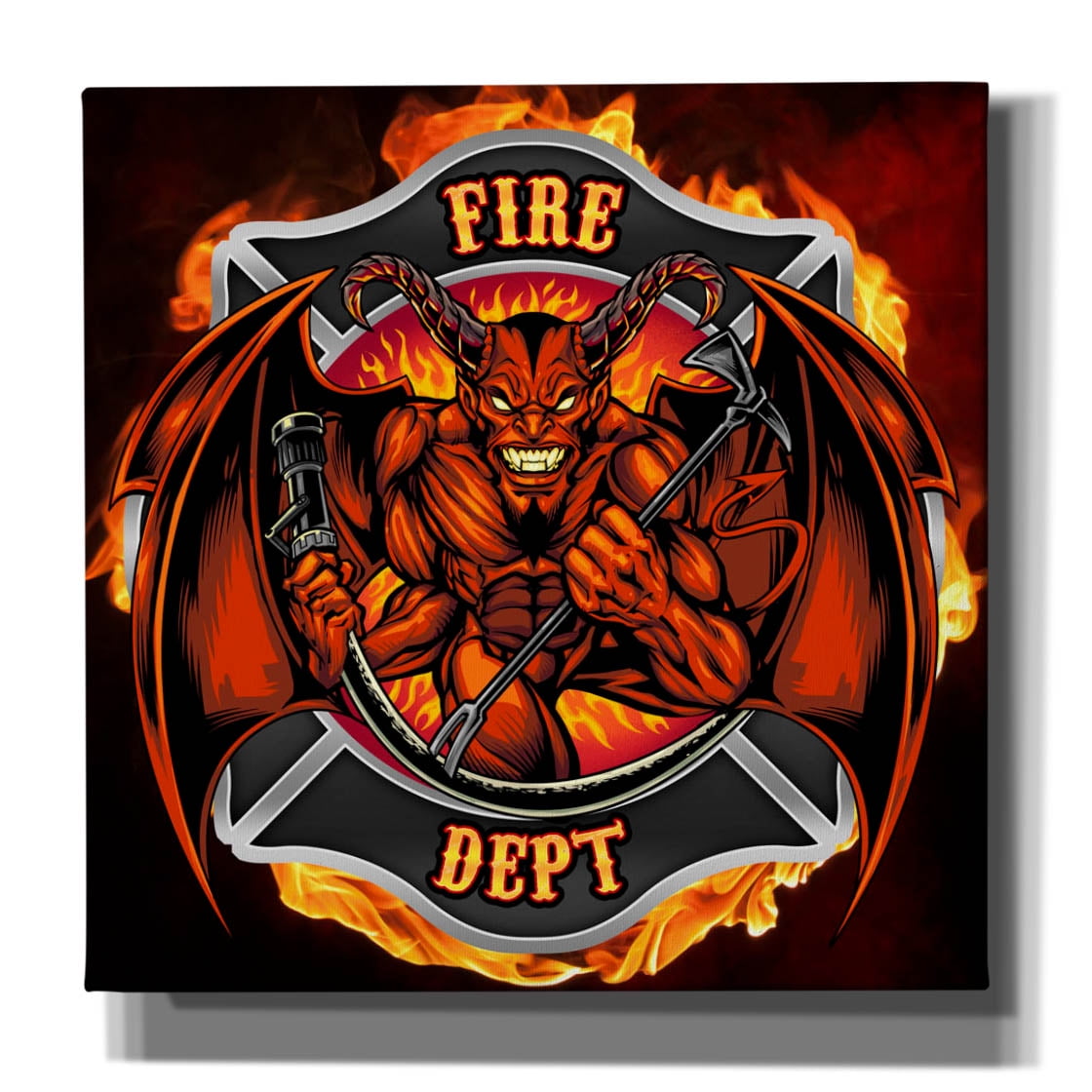Epic Graffiti 'Devil Fire Department Logo' by Flyland Designs, Canvas ...