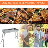 "Outsunny 28"" Large Outdoor Stainless Steel Portable Folding Charcoal BBQ Grill Set" - Walmart.com