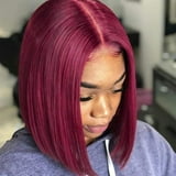 99J Straight Bob Red Wine 13x4 Lace Front Wigs Human Hair Pre Plucked ...