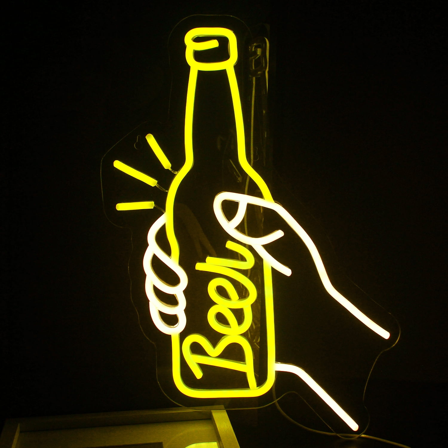 Wanxing Hand Holding Beer LED Neon Light Signs USB Power for Home Bar ...