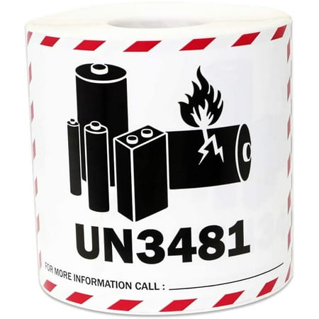 300 Labels - UN3481 Lithium Ion Battery Stickers for Battery Warning ...
