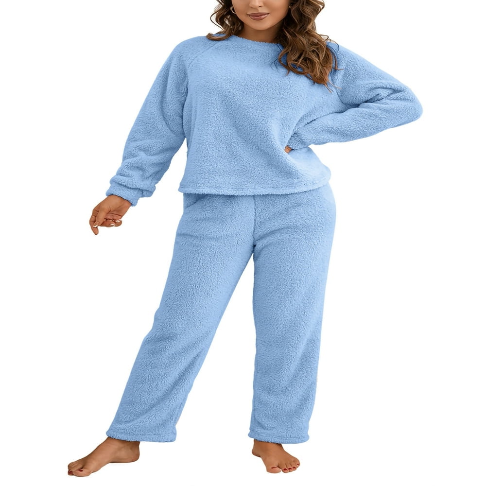 Click here for Generic Women Fluffy Pajamas Set Fleece Pullover P... prices