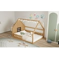 LHYY Full Size Wood House Bed with Window and Fence,Natural - Walmart.com