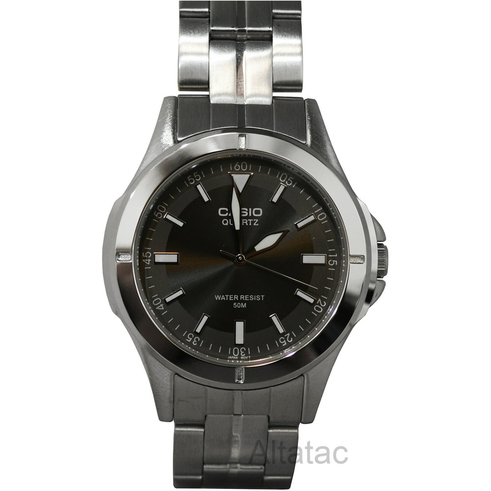 Casio - MTP-1214A-8A Men's Silver Analog Watch w/ Black Dial & Luminous ...