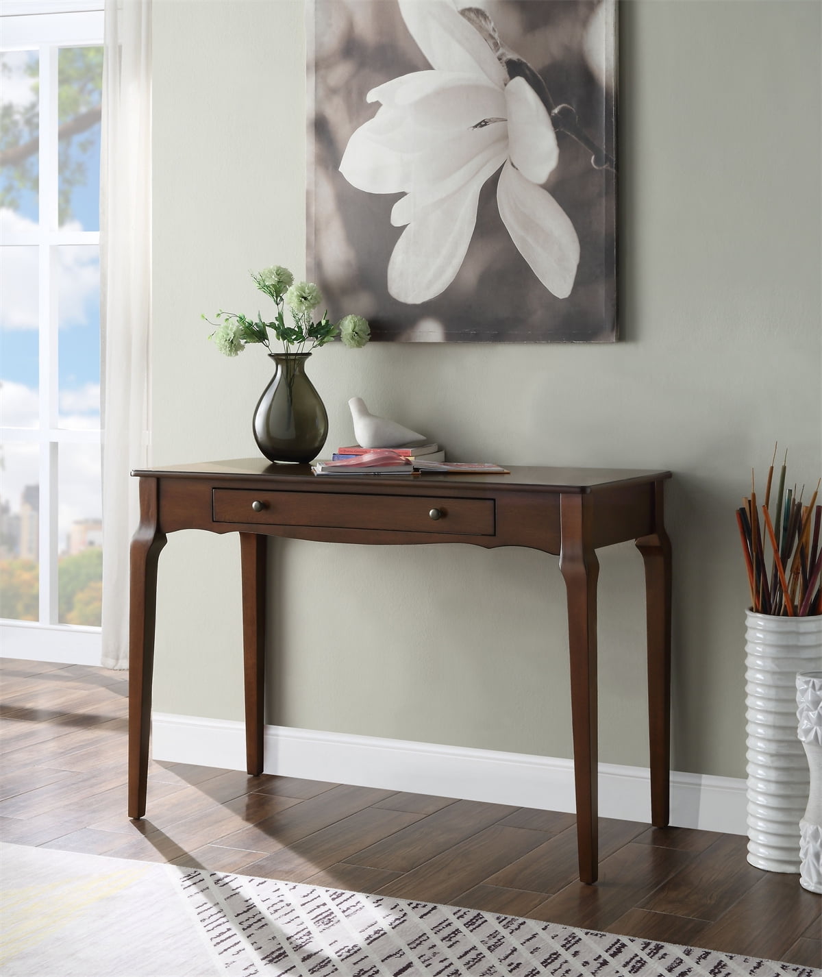 Modern Wood Rectangle Console Table with Storage Drawer, Accent Wall ...