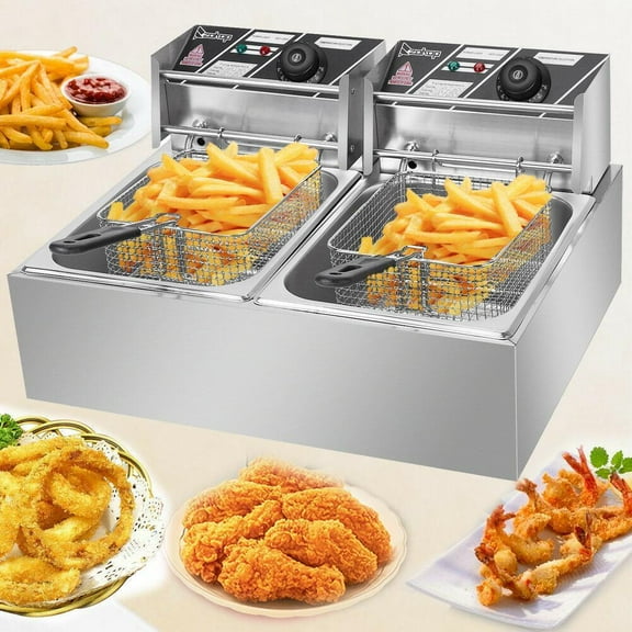 5000W 12L Dual Tanks Electric Deep Fryer Professional Tabletop ...
