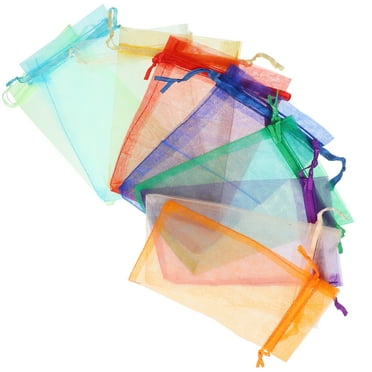 100pcs Small Drawstring Mesh Gift Bags Organza Bags 2.8x3.5" Pouches ...