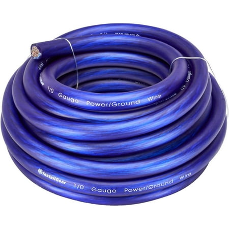 InstallGear 1/0 Gauge Blue 25ft Power/Ground Wire True Spec and Soft ...