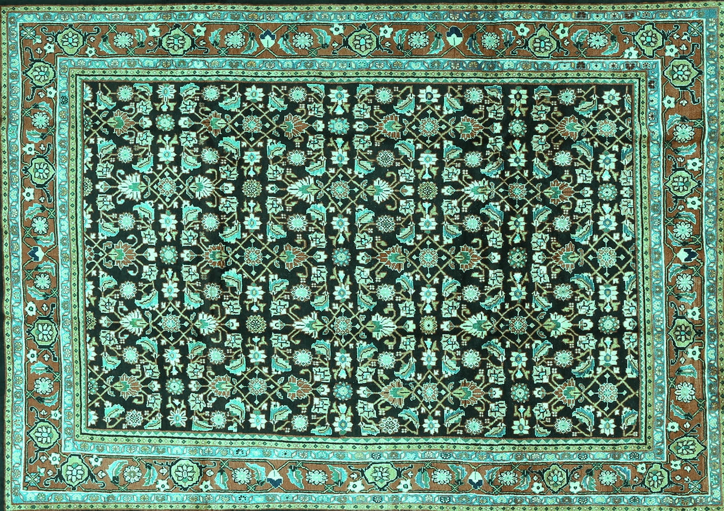 Ahgly Company Machine Washable Indoor Rectangle Persian Turquoise Blue ...