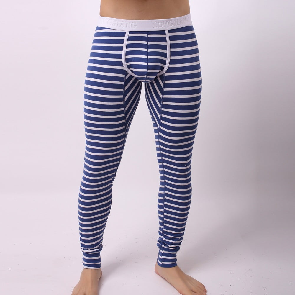 WANYNG Mens Striped Breathe Patchwork Low Leggings Long Johns Thermal ...