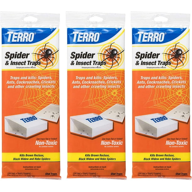 TERRO T3206SR 3 Pack 3 Pack Spider & Insect Trap-12 Traps, 3 Pack ...