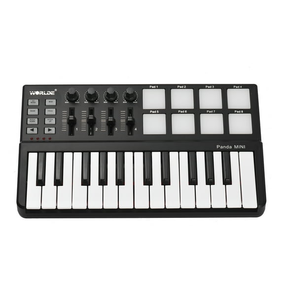 WORLDE Panda Mini USB MIDI 25-Key Controller, 8 Backlit Drum Pads ...