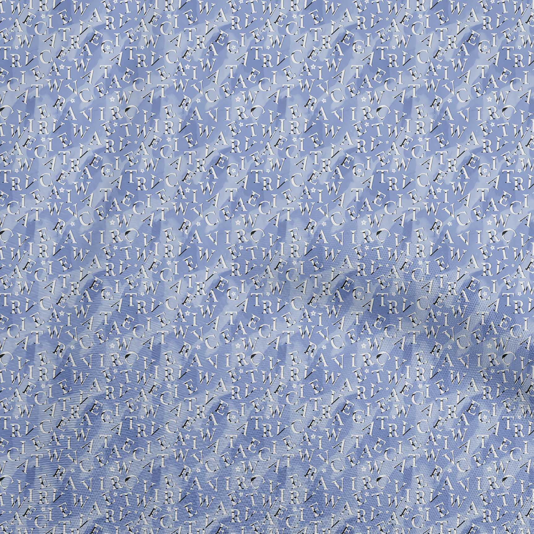 oneOone Velvet Dusty Blue Fabric Text Sewing Material Print Fabric By ...