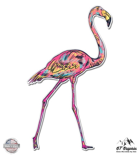 Flamingo Colorful - 5" Vinyl Sticker - For Car Laptop I-Pad ...